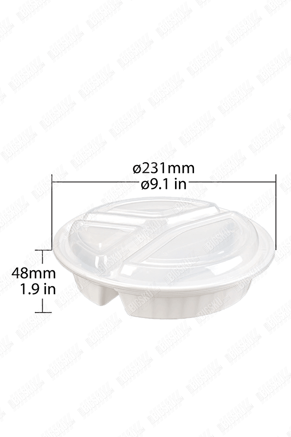 Take Out Food Container 3-Compartments Set - Round |BIGSKU Canada
